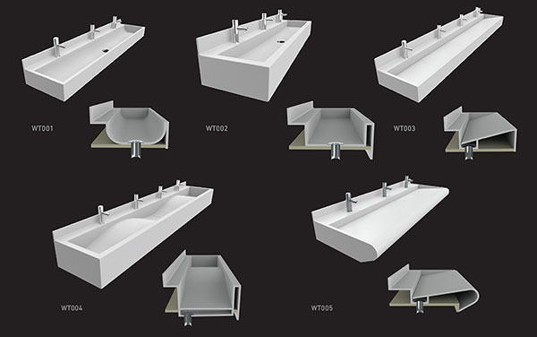 Solid Surface Wash Troughs - Concept Cubicle Systems